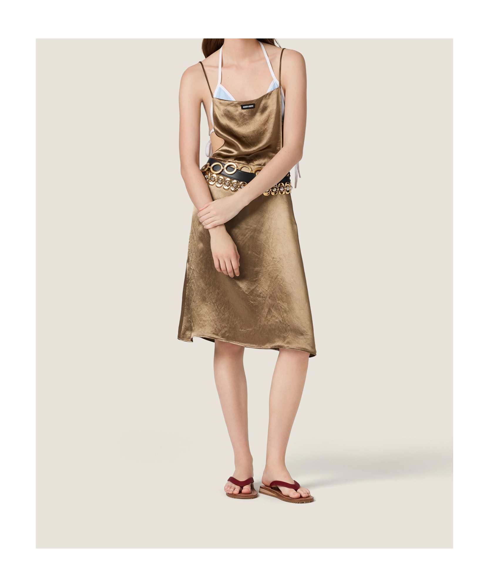 MIU MIU Miu Miu Satin Jacquard Logo Dress